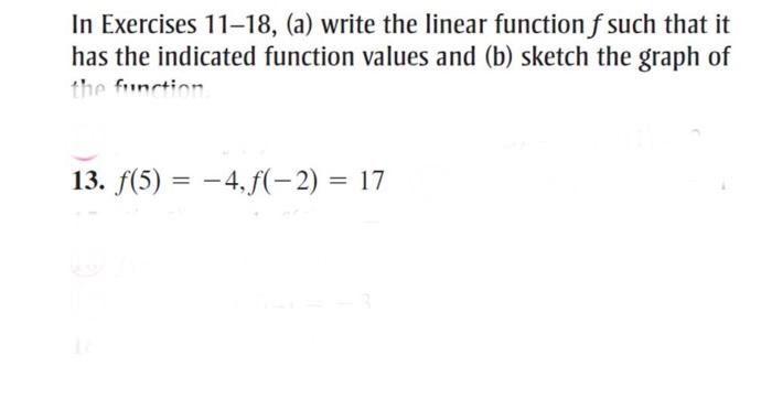 Solved In Exercises 11-18, (a) write the linear function f | Chegg.com