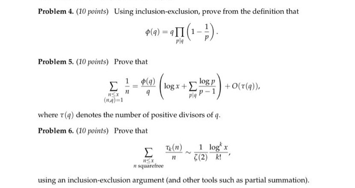 Solved Problem 4. (10 points) Using inclusion-exclusion, | Chegg.com