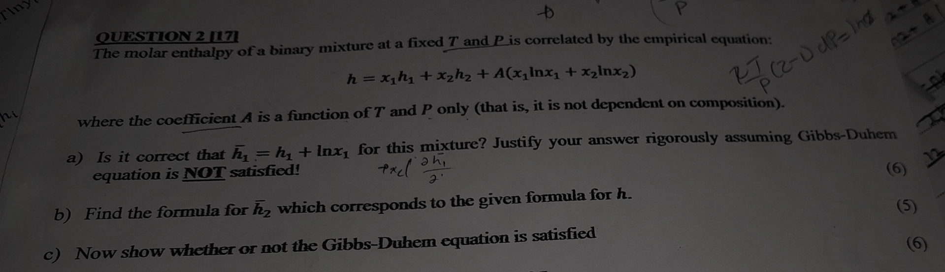 Solved QUESTION 2117The molar enthalpy of a binary mixture | Chegg.com