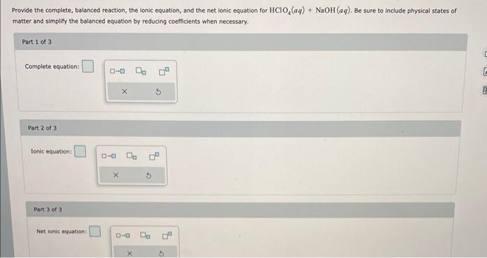 Solved Provide the complete, balanced reaction, the ionic | Chegg.com
