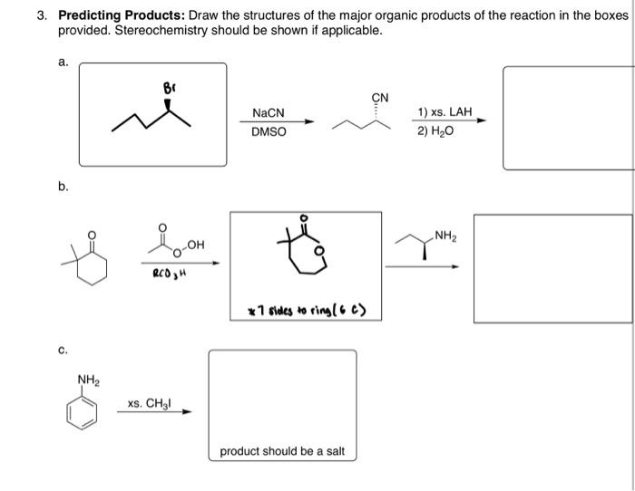 Solved 3. Predicting Products: Draw the structures of the | Chegg.com