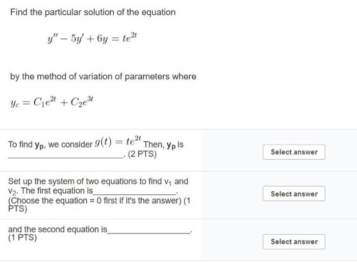 Solved Find the particular solution of the equation | Chegg.com