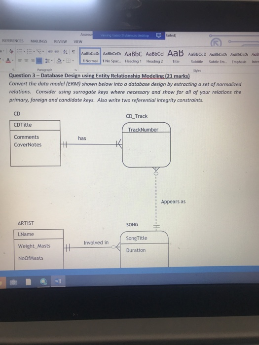 Solved SYMBOLS: Question 3 - Database Design using Entity | Chegg.com
