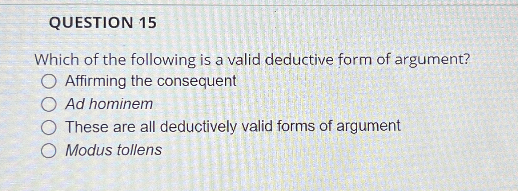 Solved QUESTION 15Which of the following is a valid | Chegg.com