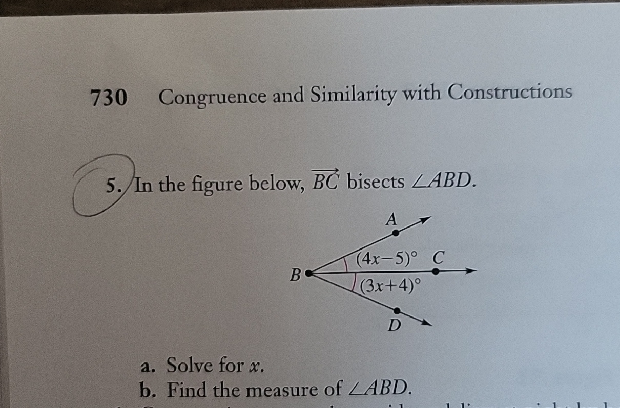Solved 730 ﻿Congruence and Similarity with Constructions5. | Chegg.com
