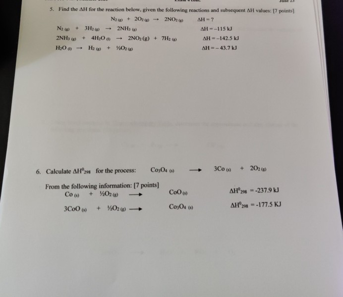 Solved 5. Find the AH for the reaction below. given the | Chegg.com