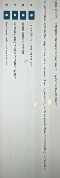 Solved Mgmt. ﻿of Info. - ﻿Enterprise Resource Management - | Chegg.com