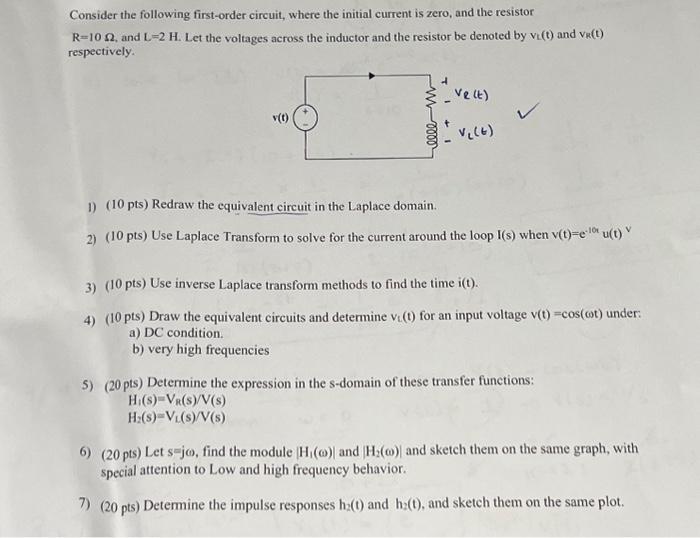 Solved Consider the following first-order circuit, where the | Chegg.com
