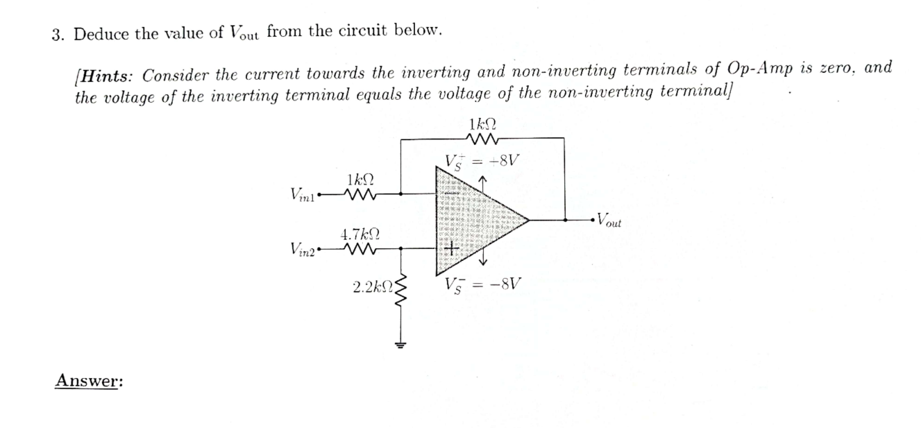 Solved Deduce the value of Vout ﻿from the circuit | Chegg.com