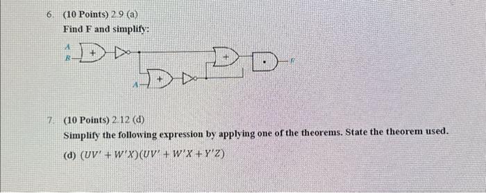 Solved 6. (10 Points) 29 (a) Find F and simplify: 7. (10 | Chegg.com