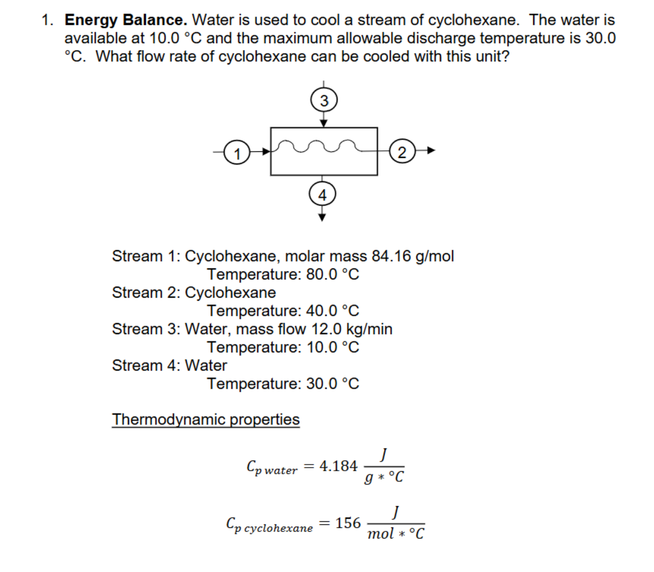 Solved by an EXPERT Energy Balance. Water is used to cool a stream of | Chegg.com