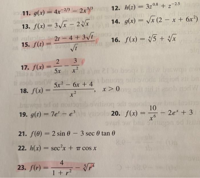 Solved 5-26 Find the most general antiderivative of the | Chegg.com