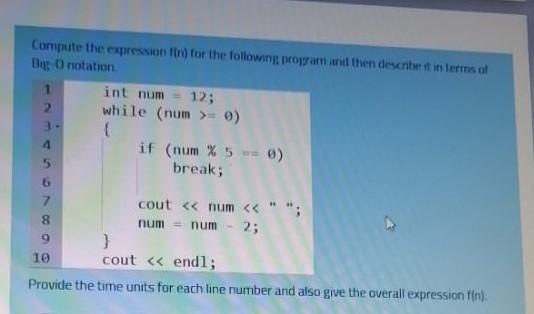 Solved Compute the expression in) for the following program | Chegg.com