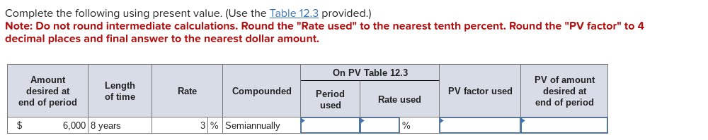 Solved Complete the following using present value. (Use the | Chegg.com