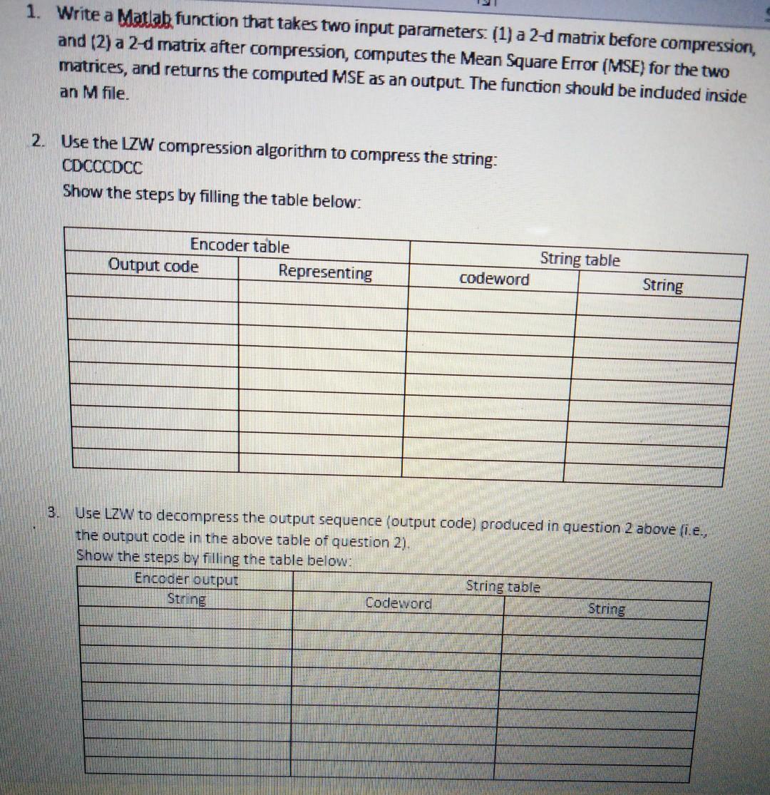 Solved 1. Write a Matlab function that takes two input | Chegg.com
