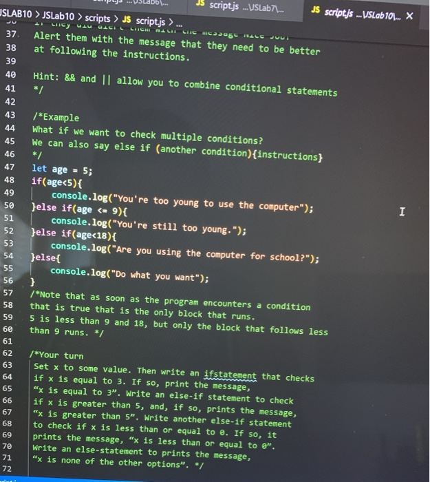 Solved X Scrpsstabo s criptjs -USLab7 JS scriptjs - Slab 10 | Chegg.com