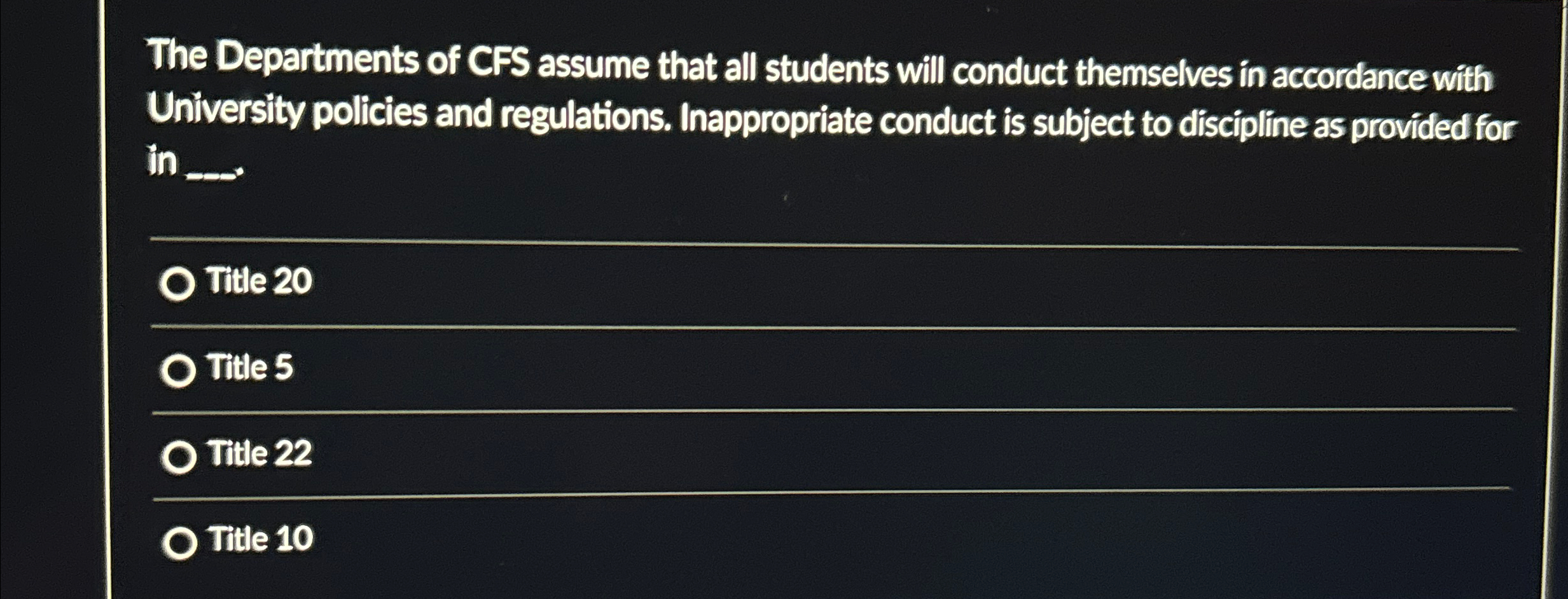 Solved The Departments of CFS assume that all students will | Chegg.com
