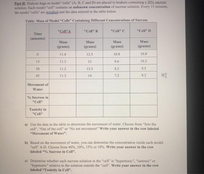 Solved PRE-LAB ASSIGNMENT #1: OSMOSIS AND TONICITY PRACTICE | Chegg.com