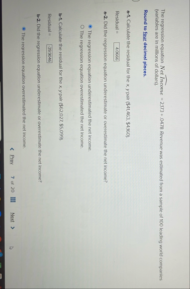 Solved The regression equation N ﻿et widehat( ﻿Income | Chegg.com