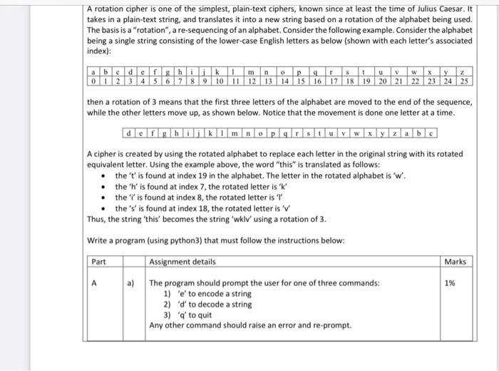 Solved A rotation cipher is one of the simplest, plain-text | Chegg.com