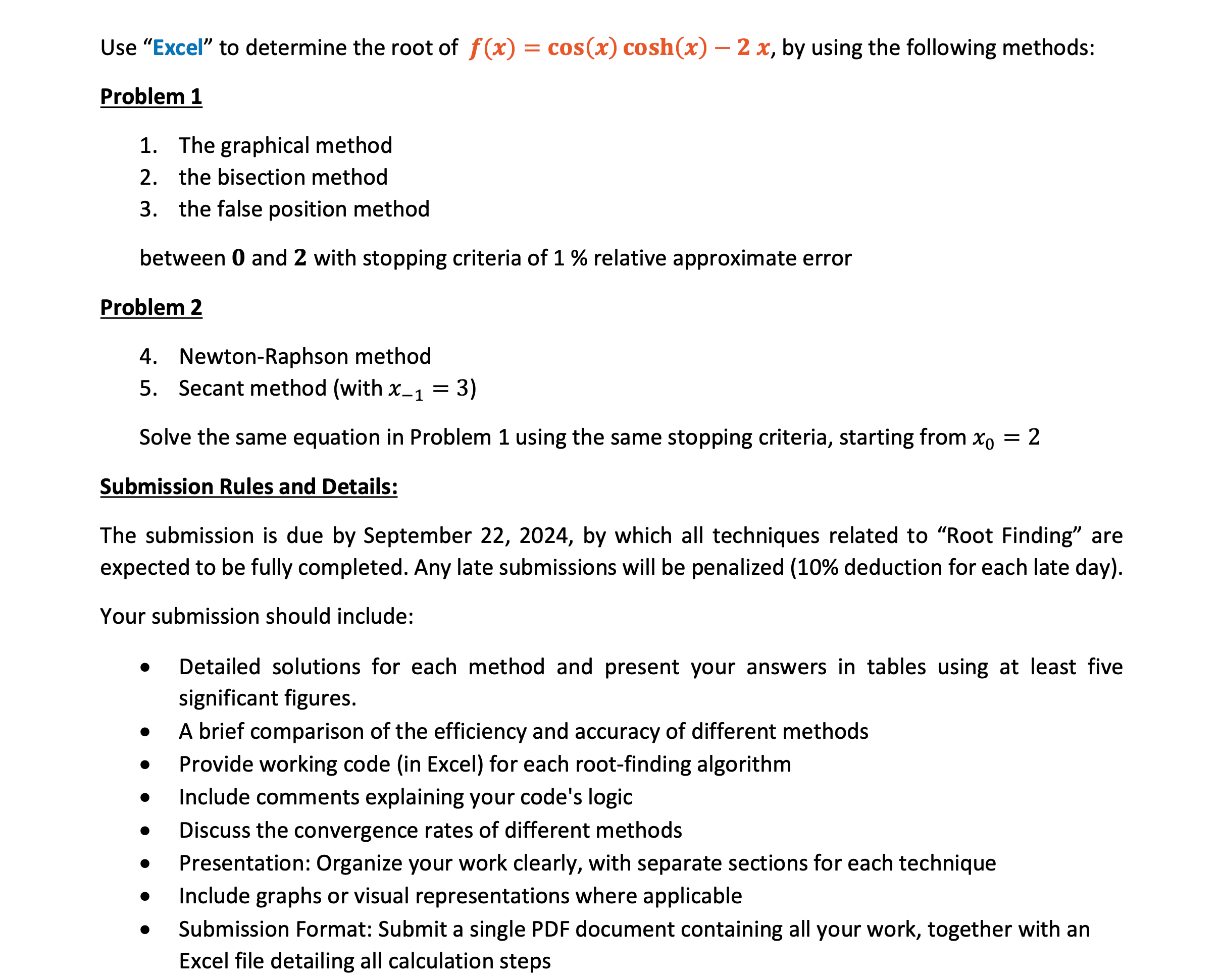 Solved Use "Excel" to determine the root of | Chegg.com