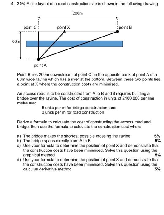 Solved 4. 20% A site layout of a road construction site is | Chegg.com