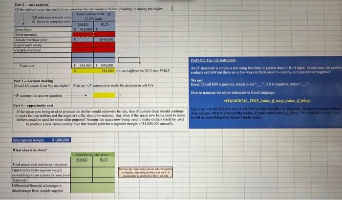 part 1 is already complete. The rest of the table in | Chegg.com