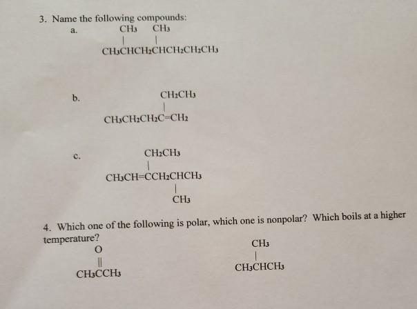 Solved 3. Name the following compounds: CH3 CHз | Chegg.com