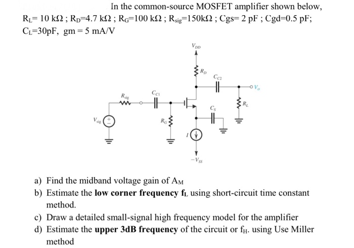 Solved In the common-source MOSFET amplifier shown below, R | Chegg.com
