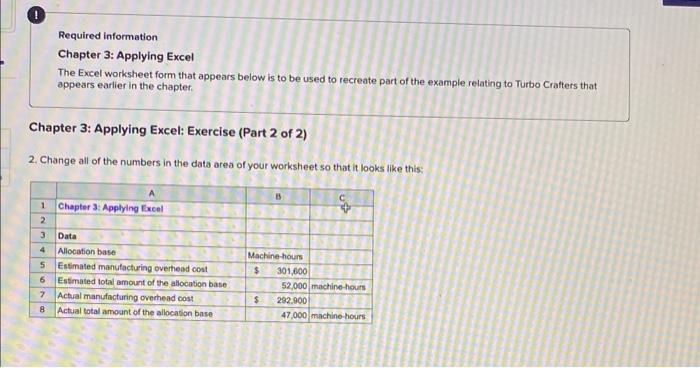 Solved Required information Chapter 3: Applying Excel The | Chegg.com