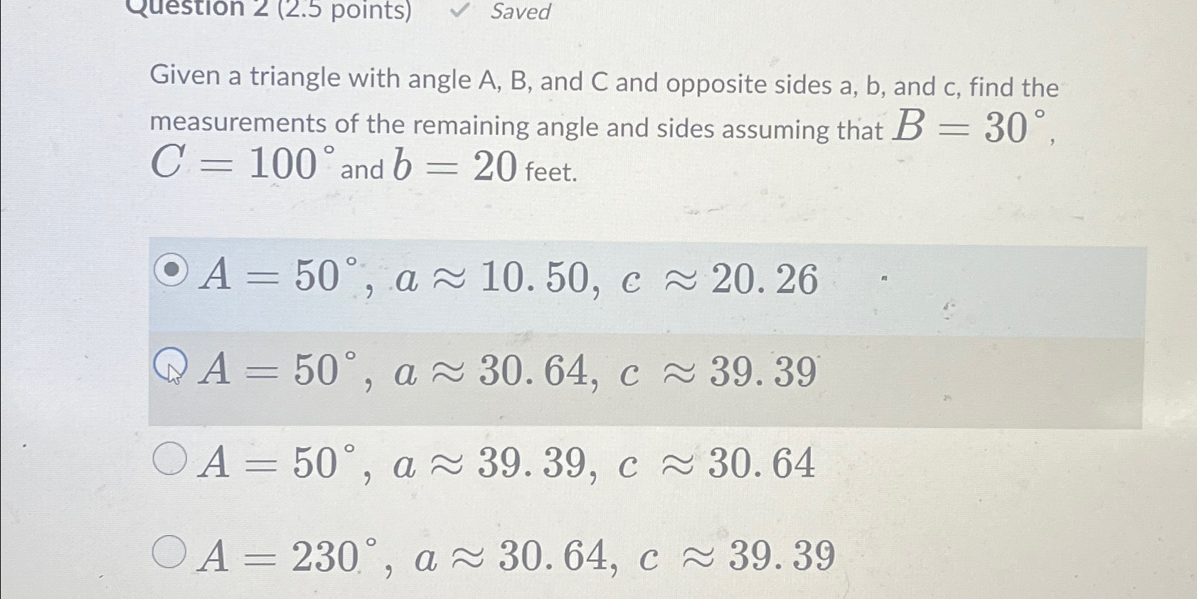 Solved Given a triangle with angle A, ﻿B, ﻿and C and | Chegg.com