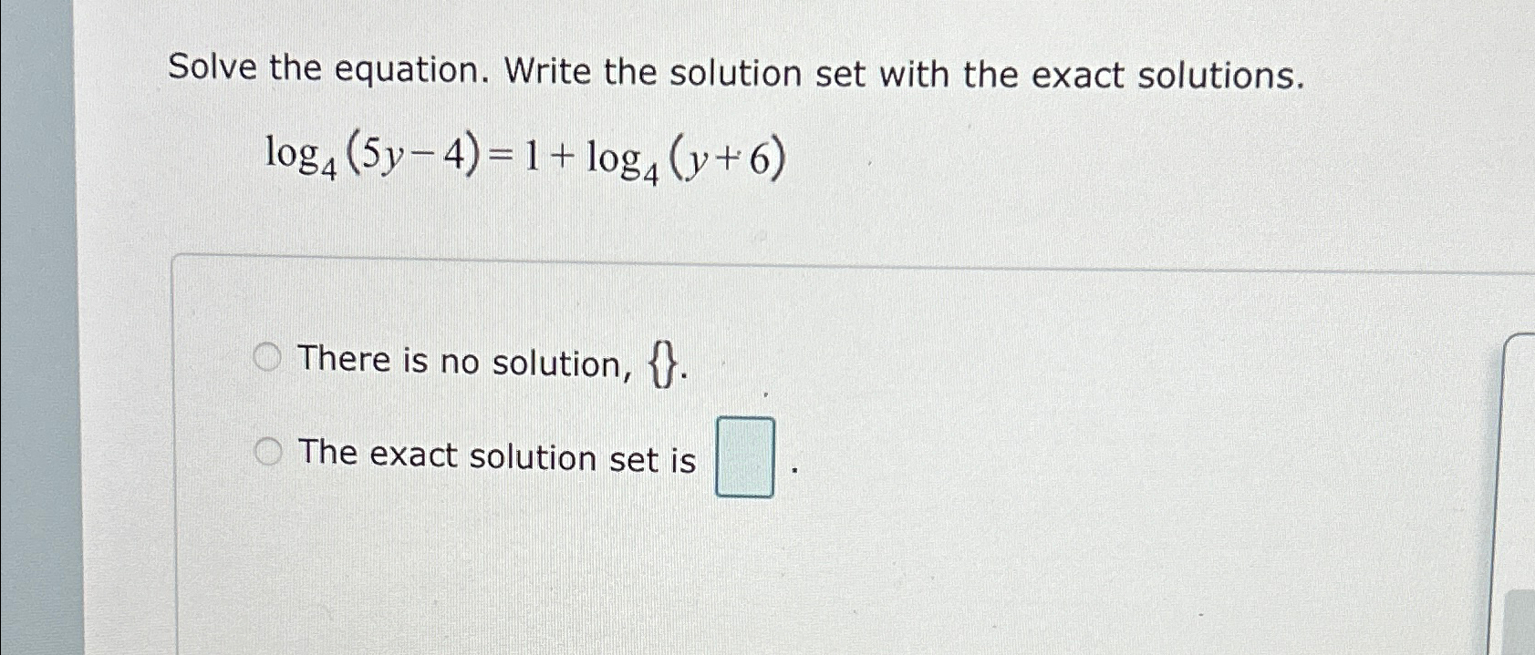 Solved Solve the equation. Write the solution set with the | Chegg.com