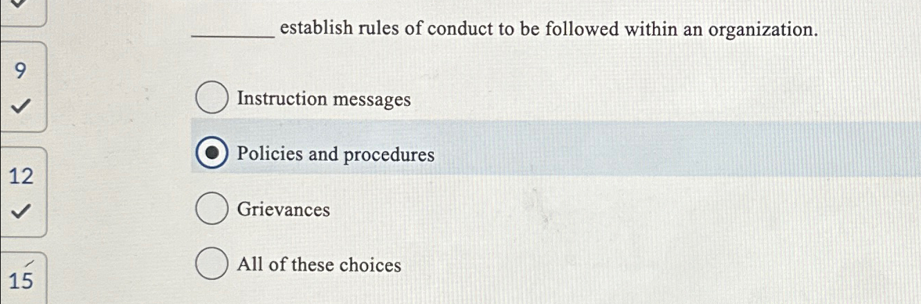 Solved establish rules of conduct to be followed within an | Chegg.com