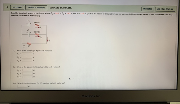 Solved 15. 1 POINTS PREVIOUS ANSWERS SERPSE10 27.3.0P.018. | Chegg.com