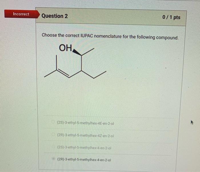 Solved Choose the correct IUPAC nomenclature for the | Chegg.com