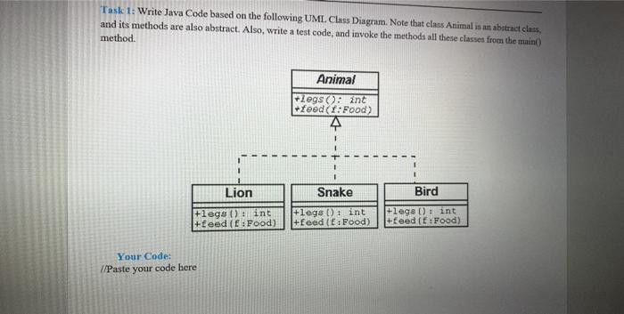 Solved Task 1: Write Java Code based on the following UML | Chegg.com