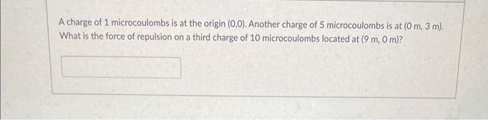 Solved A charge of 1 microcoulombs is at the origin (0,0). | Chegg.com