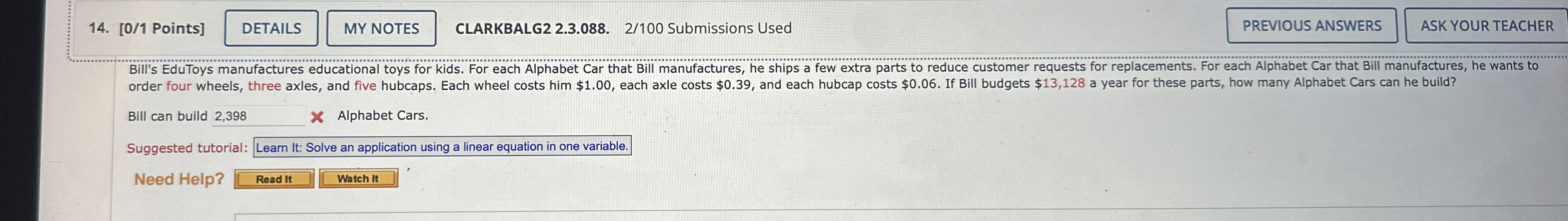 Solved Bill's EduToys manufactures educational toys for | Chegg.com