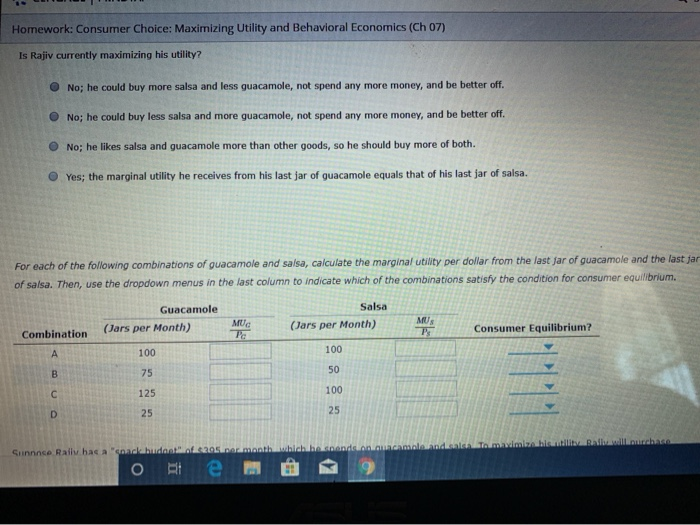 Solved Homework: Consumer Choice: Maximizing Utility and | Chegg.com