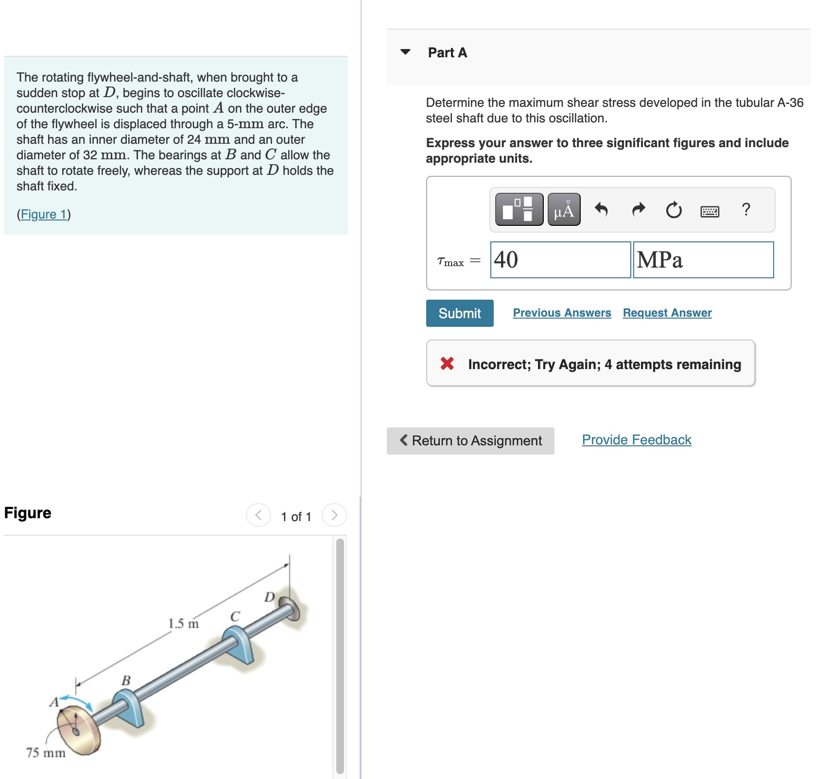 Solved The rotating flywheel-and-shaft, when brought to | Chegg.com