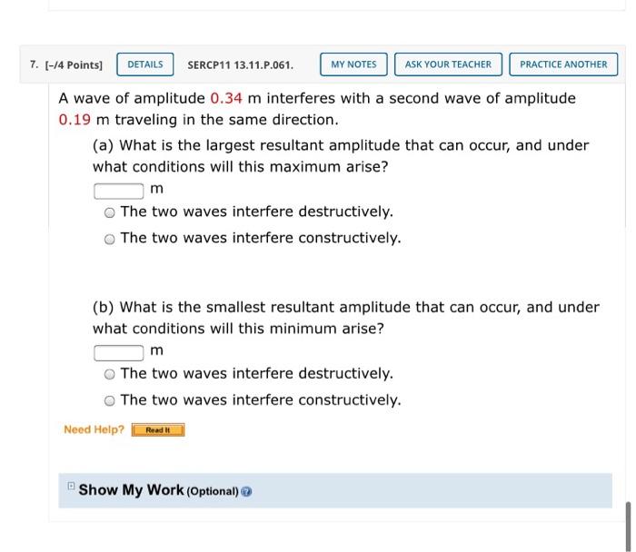 Solved 7. [-14 Points) DETAILS SERCP11 13.11.P.061. MY NOTES | Chegg.com Solved 7. [-14 Points) DETAILS SERCP11 13.11.P.061. MY NOTES | Chegg.com