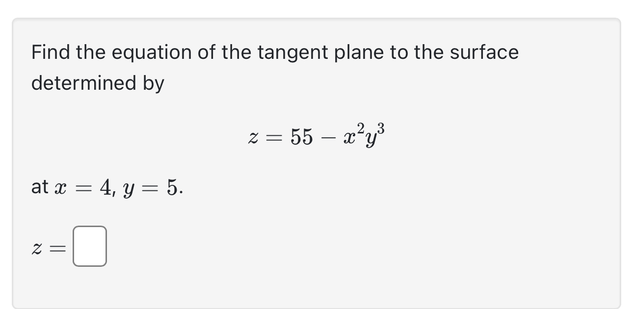 Solved Find the equation of the tangent plane to the surface | Chegg.com