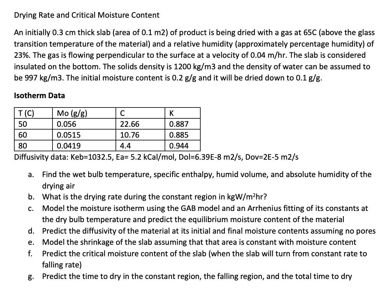 Solved Drying Rate and Critical Moisture ContentAn | Chegg.com