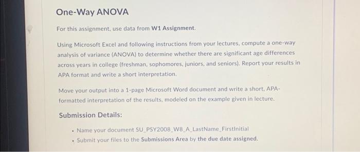 Solved Anova: Single Factor One-Way ANOVA For this | Chegg.com