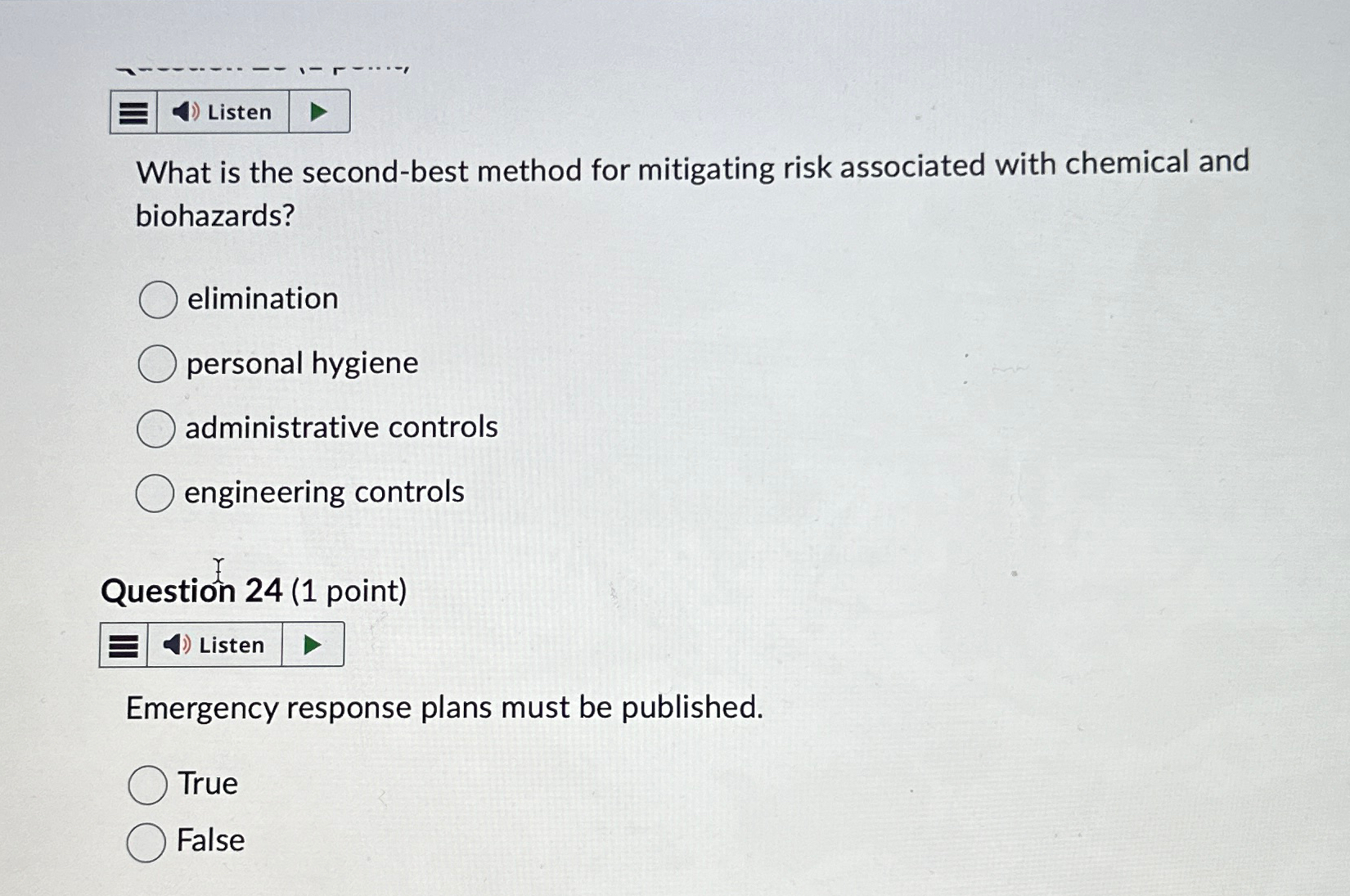Solved ListenWhat is the second-best method for mitigating | Chegg.com
