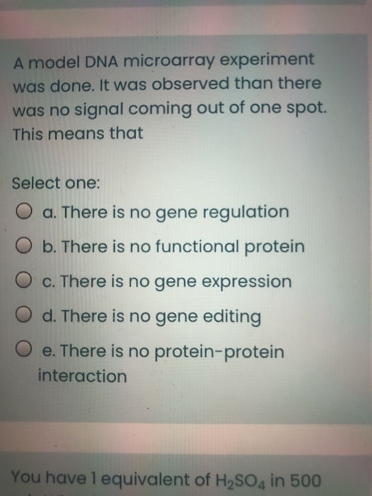 Solved A model DNA microarray experiment was done. It was | Chegg.com