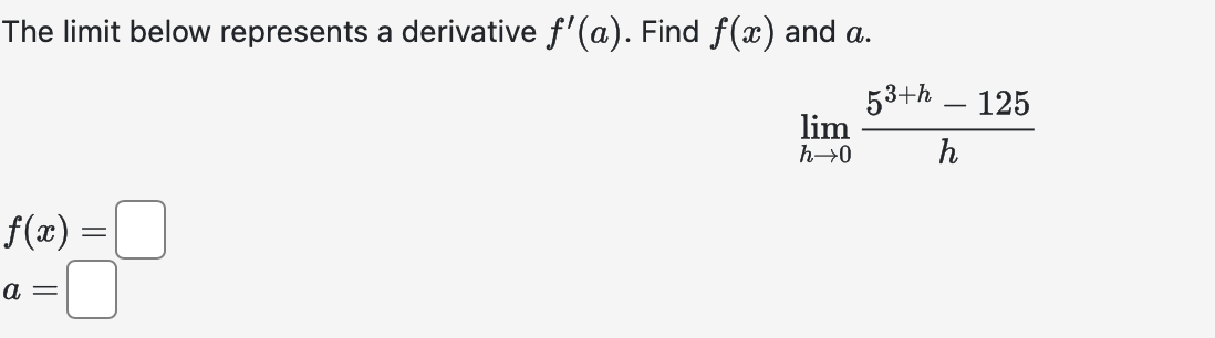 Solved The limit below represents a derivative f'(a). ﻿Find | Chegg.com