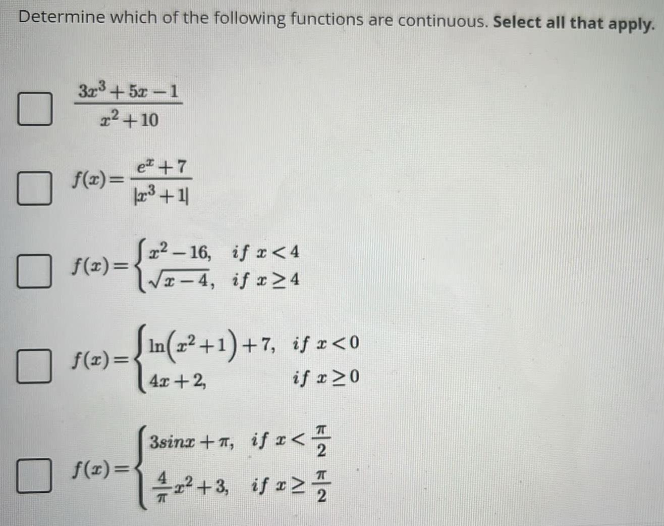 Solved Determine which of the following functions are | Chegg.com