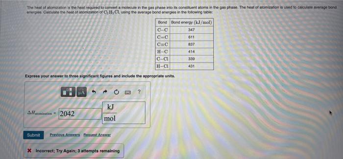 Solved The heat of atomization is the heat required to | Chegg.com