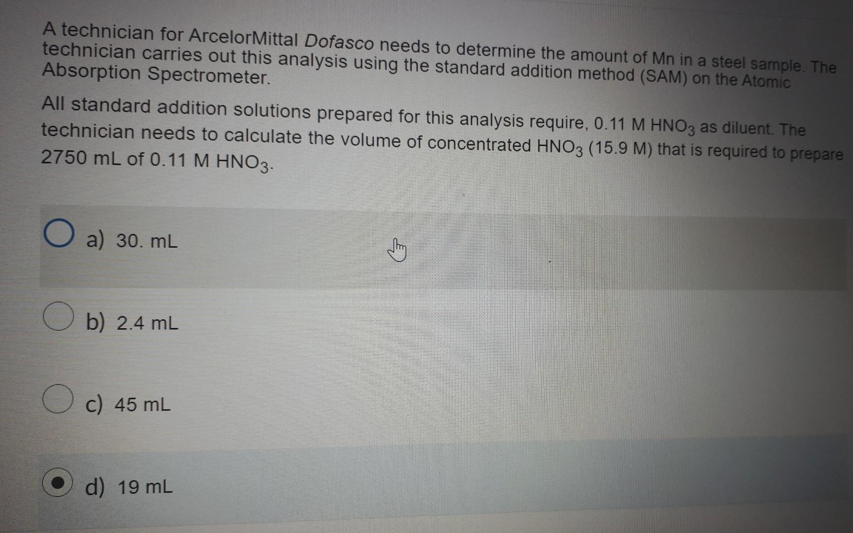 Solved A Mn2+ substock solution was prepared by pipetting | Chegg.com